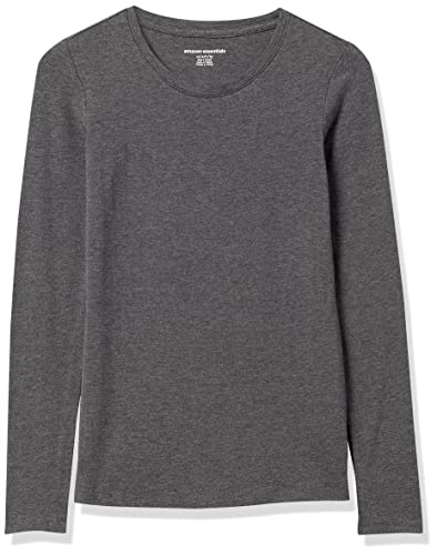 Amazon Essentials Women's Classic-Fit Long-Sleeve Crewneck T-Shirt (Available in Plus Size), Charcoal Heather, Large