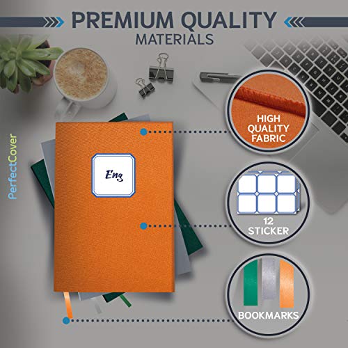 7 Pack Stretchable Book Covers - Multiple Colors Durable, Washable, Reusable and Protective Jackets for Hard Cover Schoolbooks and Textbooks - by PerfectCover (7-Pack, Set-2)