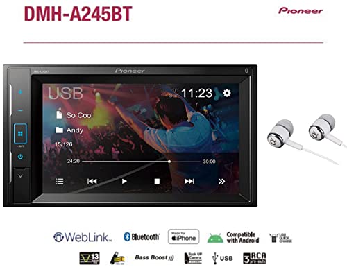 Pioneer 6.2" VGA Touchscreen WebLink Double DIN, Bluetooth USB MP3 Aux Input, in-Dash Multi-Color Illumination Digital Media Receiver/Free Alphasonik Earbuds