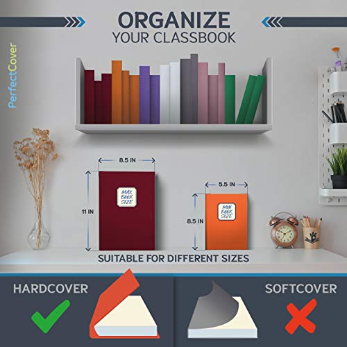 7 Pack Stretchable Book Covers - Multiple Colors Durable, Washable, Reusable and Protective Jackets for Hard Cover Schoolbooks and Textbooks - by PerfectCover (7-Pack, Set-2)