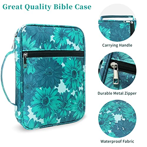 BOYOUAN Bible Covers for Women Bible Case Girls Bible Bags Large Size Bible Book Holder Carring Case Organizer Bag Floral Art Christian Church Protective Study Scripture Bag with Handle Pockets