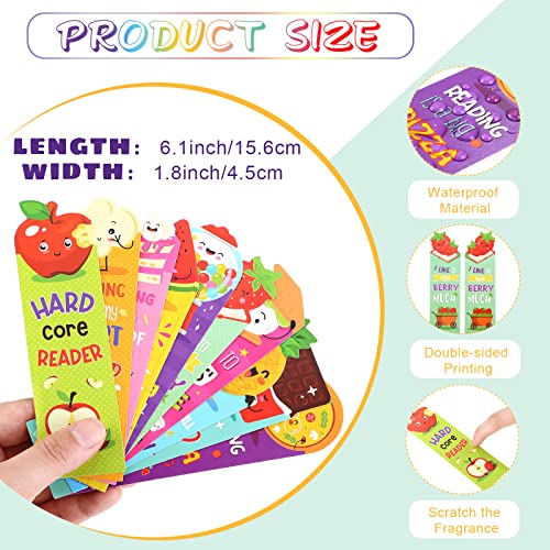 80 Pcs Scented Bookmarks and Scented Pencils with Cute Pencil Toppers Set Fun Pencils Fruit Food Theme Scratch and Sniff Bookmarks Cartoon Pencil Toppers for Kids Students Supplies (Lovely Style)