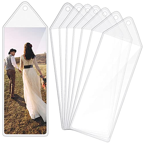 Plastic Bookmark Sleeves Photo Booth Sleeves 2-1/4 x 6-1/4 Inches for Wedding 2 x 6 Inches Vinyl Photo Strips for Valentine's Day Gift (60)