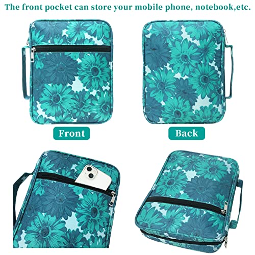 BOYOUAN Bible Covers for Women Bible Case Girls Bible Bags Large Size Bible Book Holder Carring Case Organizer Bag Floral Art Christian Church Protective Study Scripture Bag with Handle Pockets