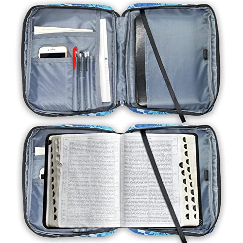 BOYOUAN Bible Covers for Women Bible Case Girls Bible Bags Large Size Bible Book Holder Carring Case Organizer Bag Floral Art Christian Church Protective Study Scripture Bag with Handle Pockets