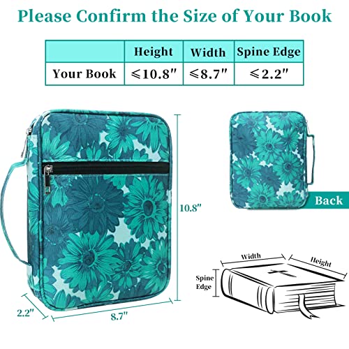 BOYOUAN Bible Covers for Women Bible Case Girls Bible Bags Large Size Bible Book Holder Carring Case Organizer Bag Floral Art Christian Church Protective Study Scripture Bag with Handle Pockets