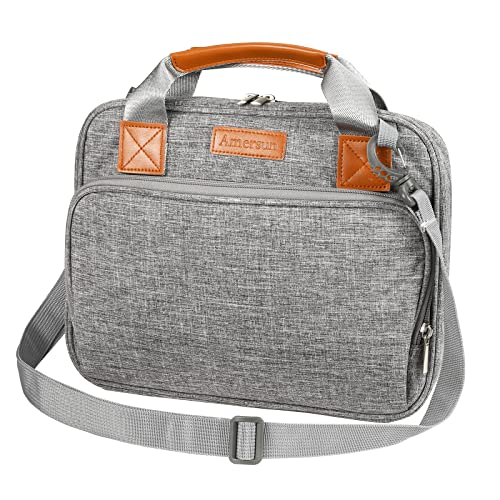 Amersun Bible Cover for Women, Men and Girl with Shoulder Strap - Roomy Bible Case with Multi-Pocket - Bible Tote Bag for Women,Girls(Grey)