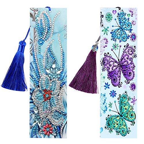 Bskifnn 2Pack Diamond Painting Bookmarks DIY Bookmarks with Tassel Great Gifts for Christmas, Thanksgiving, New Year, Birthday
