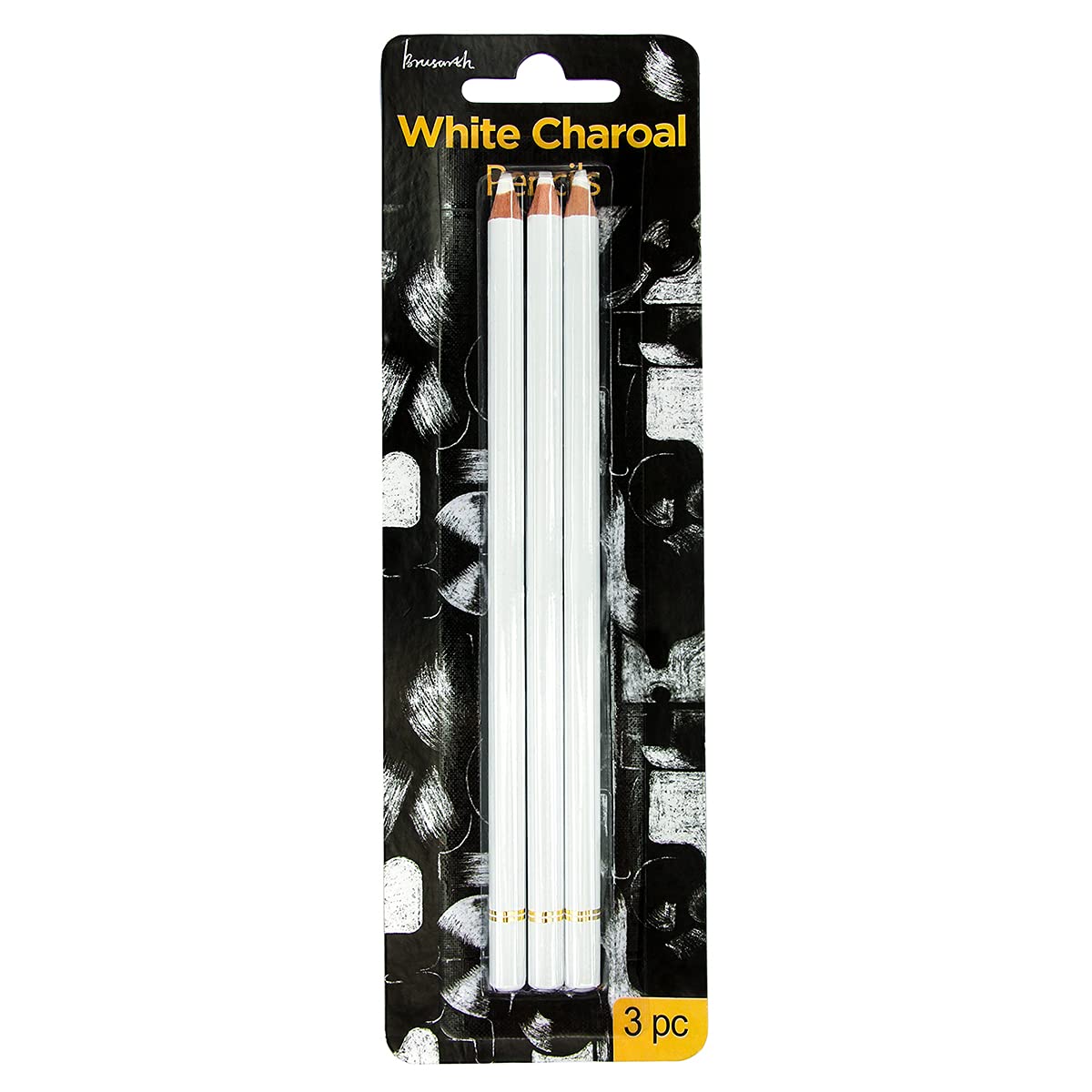 Professional White Charcoal Pencils Set - Brusarth 3 Pieces Sketch Highlight White Pencils for Drawing, Sketching, Shading, Blending, White Chalk Pencils for Beginners & Artists