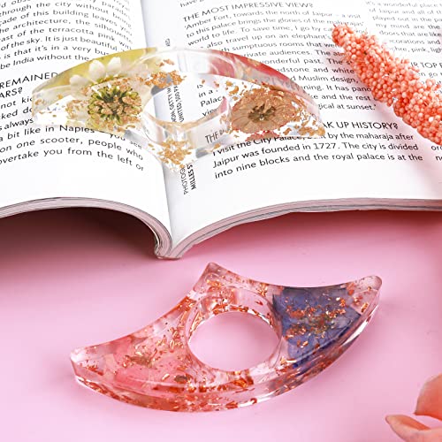 Prasacco 2 Pieces Book Page Holder, Dried Flower Resin Book Holders for Reading Thumb Ring Page Holder Flower Bookmark Reading Accessories for Readers Book Lovers Bookworm Bookmarks