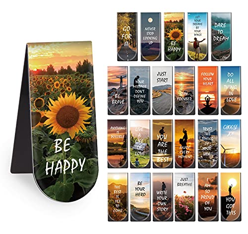 Magnetic Bookmarks,46PCS Inspirational Slogan Nature Scenery Pattern Bookmarks, Encourage Yourself Book Mark for Book Lovers,Women, Man, Kids,Gift, Tudents, Teachers, School, Home(2.4 x 1 inch)