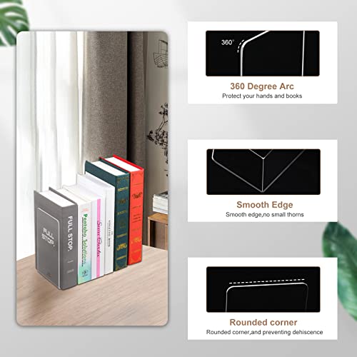 6 Pcs Acrylic Bookends, Clear Book Ends for Shelves, Heavy Duty Book Ends and Desktop Organizer, 7.3β x 4.73β x 4.73β Book Holders for Books/Movies/CDs