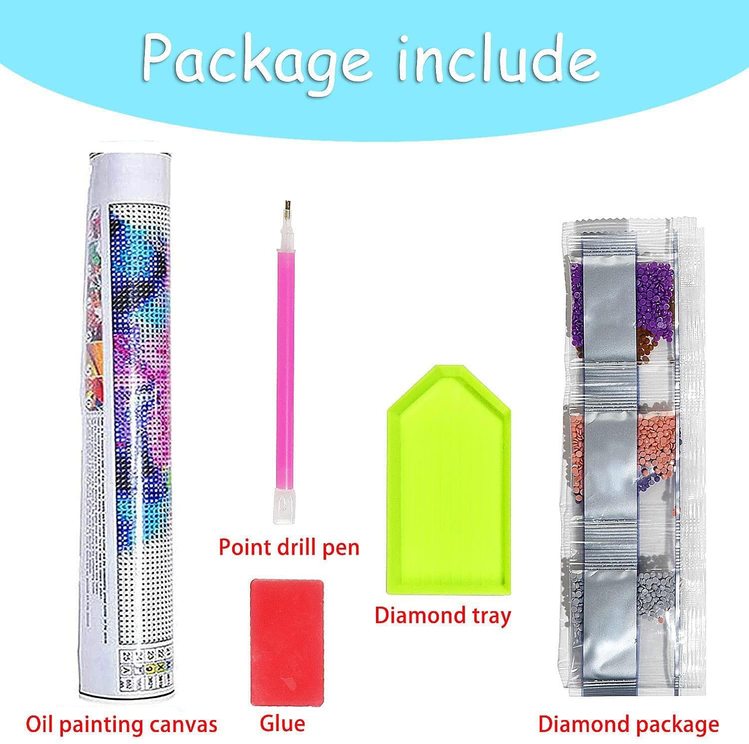KYOQFVN Halloween Diamond Painting Kits for Adults,5D Full Round Diamond Halloween Clown Diamond Art Kit, Large Dots Diamond Painting for Beginners, DIY Beads for Home Wall Decor, 27.5" x 15"