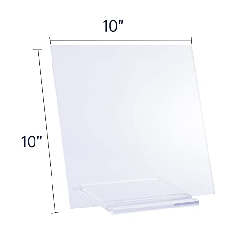 Acrylic Dry Erase White Board - 10 x 10 Inches Clear Desktop Whiteboard Frameless to List Board with Markers Tray Small Desktop Dry-Erase-Board Mini Easel Whiteboard