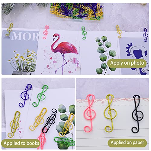 JHGCVX 150 Pieces Music Paper Clips 6 Colors, Metal Paper Clips Musical Notes Clips Music Office Accessories for Desk Bookmark Office School Notebook