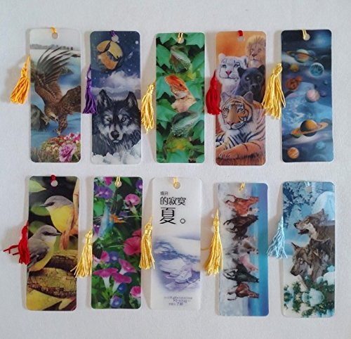3 D Realistic Lenticular Bookmarks with Tassel Assorted 10 Pack
