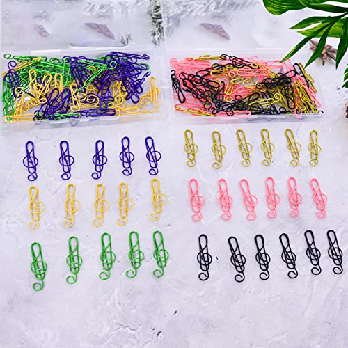 JHGCVX 150 Pieces Music Paper Clips 6 Colors, Metal Paper Clips Musical Notes Clips Music Office Accessories for Desk Bookmark Office School Notebook