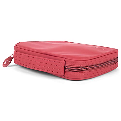 Matte Red Stitched Cross 8 x 6 Fabric Zippered Bible Cover Case with Handle, Compact