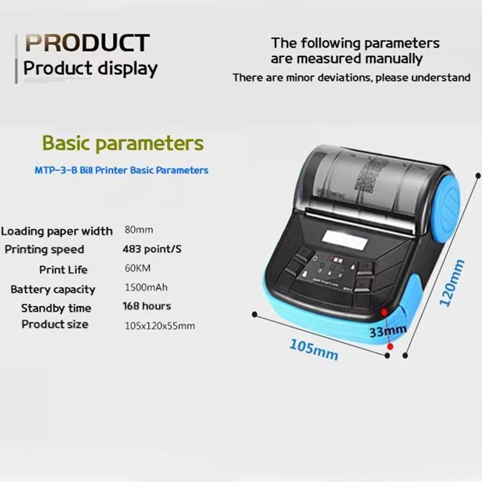 HHOP GOOJPRT MTP-3 80mm BT Thermal Printer Portable Lightweight for Supermarket Ticket Receipt Printing