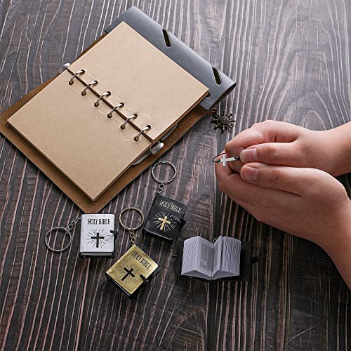 cobee Bible Keychain, 12 Pcs Mini Holy Bible Keychains Religious Jesus Key Chains Small Holy Bible Key Ring Souvenir Christian Present for Baptism, Church, Communion, 1.5 x 1.2 x 0.5 inches