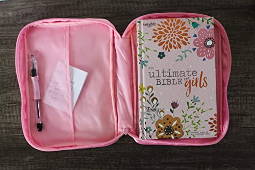 Princess Bible Cover for Girls, Zippered, with Handle, Canvas, Pink, Medium