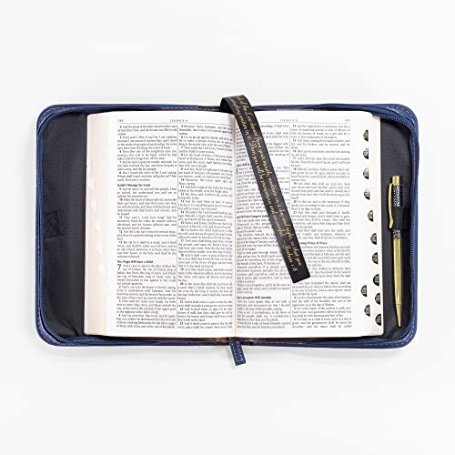 Flying Eagle Be Strong Take Heart Navy Blue X-Large Faux Leather Bible Cover