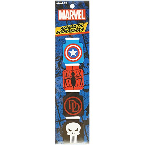 Ata-Boy Marvel Superhero Logo Bookmark"Captain America, Spider-Man, Daredevil, The Punisher" Marvel Magnetic Bookmarks (4 Set) Avengers Gifts & Merchandiseā¦