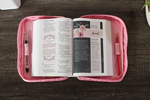 Princess Bible Cover for Girls, Zippered, with Handle, Canvas, Pink, Medium