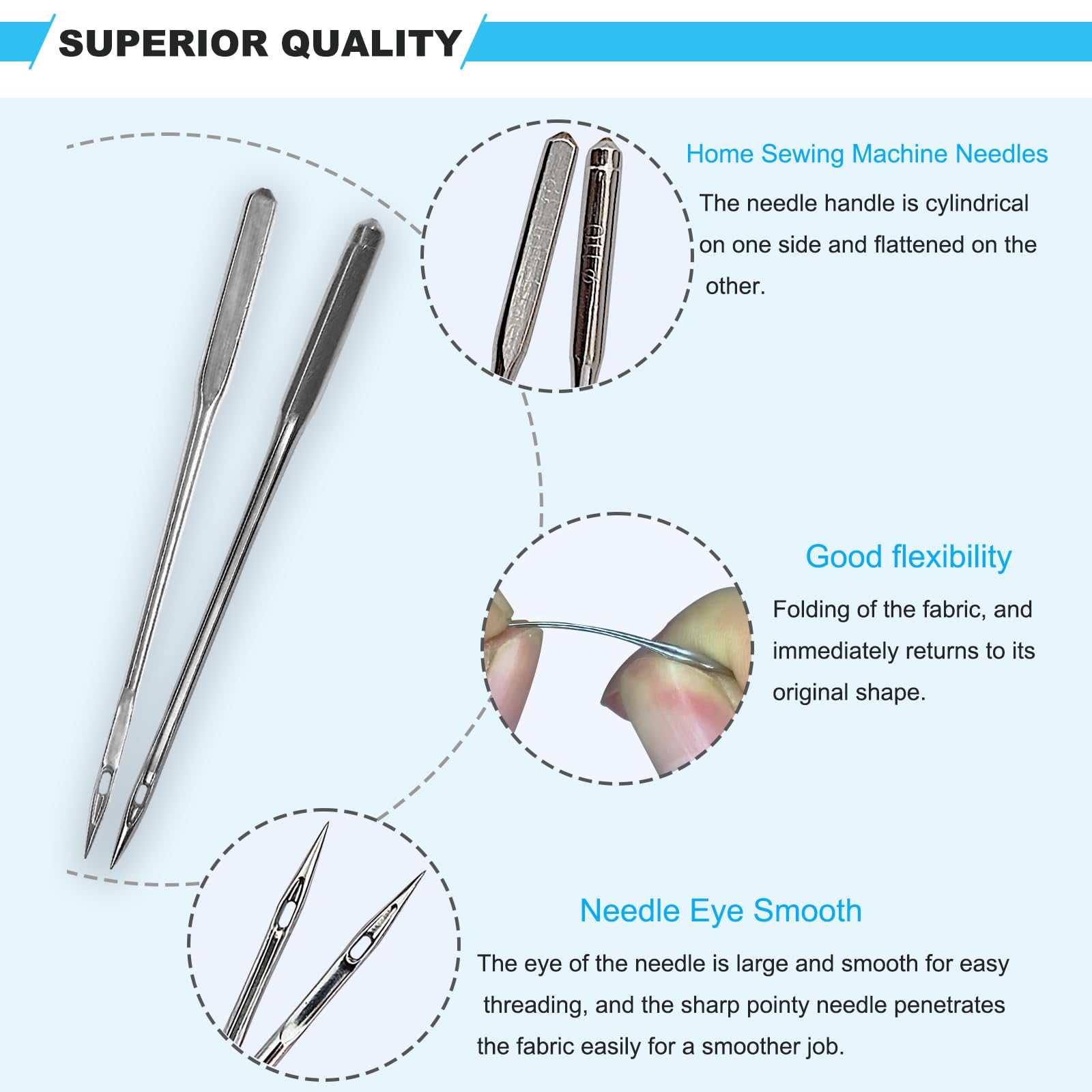 Sewing Machine Needles, Pack of 50, for Singer, Brother, Janome, Varmax and Home Sewing Machines. Universal Standard Needles in Sizes 65/9, 75/11, 90/14, 100/16, 110/18