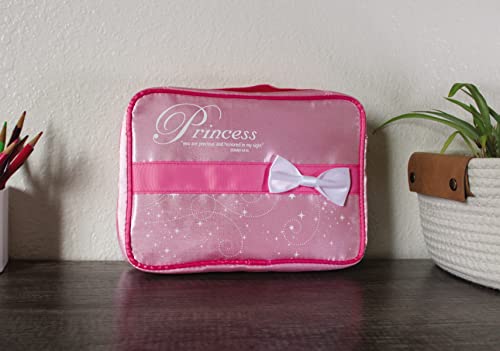 Princess Bible Cover for Girls, Zippered, with Handle, Canvas, Pink, Medium