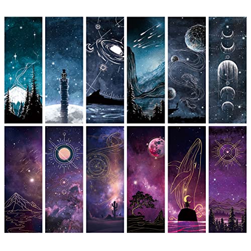 Anseal Cool Space Starry Night Bookmark, Bookmarks for Book Lovers, Bulk Bookmarks for Men, Unique Book Mark for Boys, Girls, Students, Classroom Gifts, School Prize, Reading Present