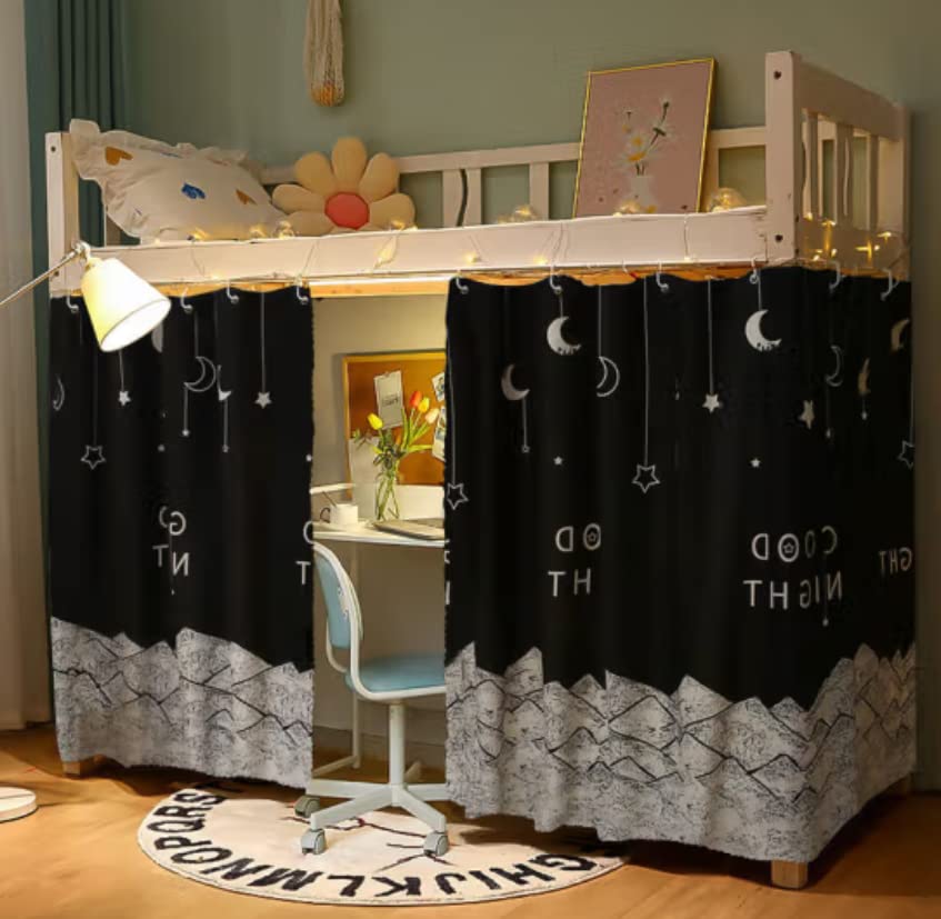 XGOPTS Bottom Bunk Bed Curtains Privacy Curtains Breathable Dustproof Single Bed Blackout Curtains Privacy Cloth Panels Underbed Loft Bed Canopy Tent Curtain Shading Drapes for Dorm