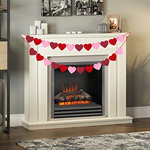 WOONOO 4 Pack Felt Heart Garland Banner NO DIY - Valentines Day Banner Decorations - Anniversary, Engagement, Wedding Party Decoration Ornaments