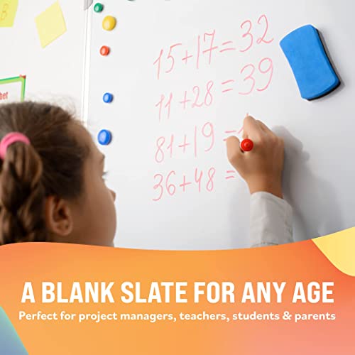 Creative Space White Board Dry Erase 48βx32β Magnetic Whiteboard with Stand Easel-Style Giant Rolling Board on Wheels for Homeschool Large Double Side Portable Teacher Supplies