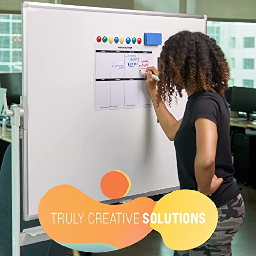 Creative Space White Board Dry Erase 48βx32β Magnetic Whiteboard with Stand Easel-Style Giant Rolling Board on Wheels for Homeschool Large Double Side Portable Teacher Supplies