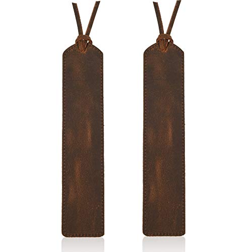 Leather Bookmark, Classic Stitched Bookmark, Leather Page Markers for Men Women Kids Halloween Christmas Bookworms Writers Relatives and Friends (2 Pieces)