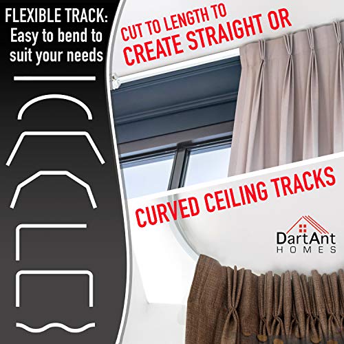 DartAnt - Heavy Duty Flexible Curtain Track 10ft (3.05m) Ceiling Mount Room Divider Track, Curved Rods for shower Curtains, RV Camper curtain privacy