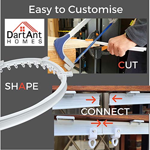 DartAnt - Heavy Duty Flexible Curtain Track 10ft (3.05m) Ceiling Mount Room Divider Track, Curved Rods for shower Curtains, RV Camper curtain privacy