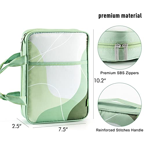 Datoua Bible Covers for Women Girls, Bible Case Scripture Carrying Carrier with Handle and Pocket, Bible Bag Teens Book Protective Large Medium Standard Size, Bible Accessories Study Supplies (Green)