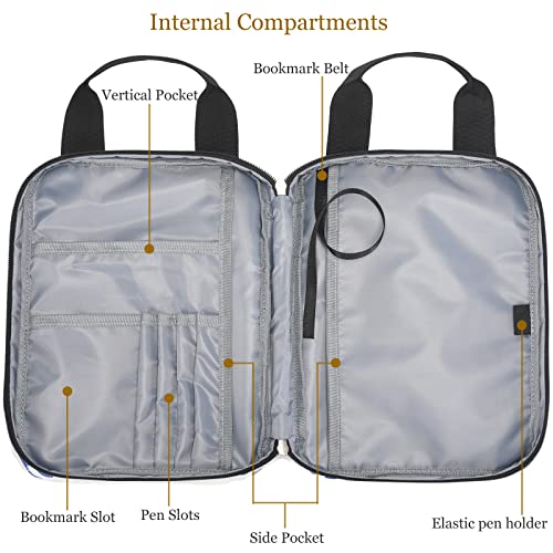 DSIUE Bible Cover for Kids Boys Book Carrying Case Scripture Bag with Handle Pockets Childrens Teens Church Bag Camo Blue
