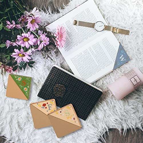 Personalized Hand Embroidered Corner Bookmark,Hand Stitched Felt Corner Letter Bookmark, Felt Triangle Bookmark, Cute Flower Bookmarks for Book Reading Lovers Meaningful Gift (E, Spring)