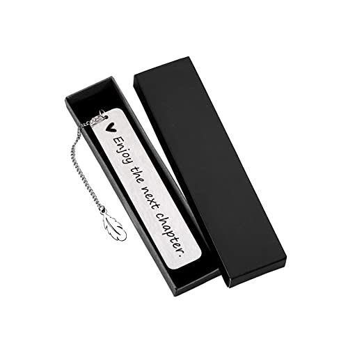 Enjoy The Next Chapter Stainless Steel Reading Bookmarks, Inspirational Bookmarks for Retirement,Book Lovers, Students, Teens, Daughter, Son, Friends, Birthday Graduation Christmas Gifts