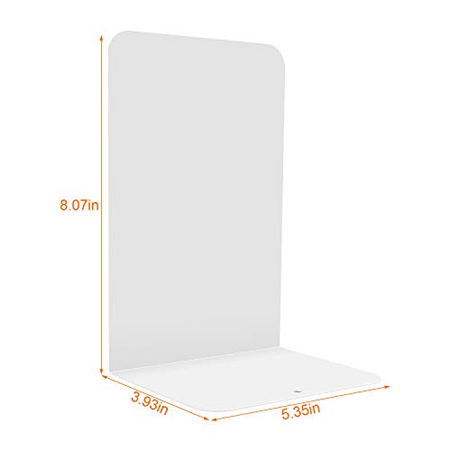 2 Pcs White Metal Bookends 8.0 x 3.9 x 5.3 Inch, CBTONE Heavy Duty Premium Book Ends for Shelves, Nonskid Book Holders for Books Notebooks Files Magazines DVDs - Great for Office, Home, School, Dorm