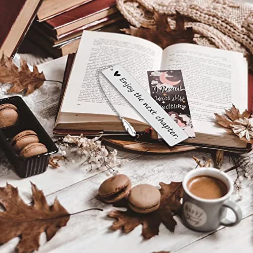 Enjoy The Next Chapter Stainless Steel Reading Bookmarks, Inspirational Bookmarks for Retirement,Book Lovers, Students, Teens, Daughter, Son, Friends, Birthday Graduation Christmas Gifts