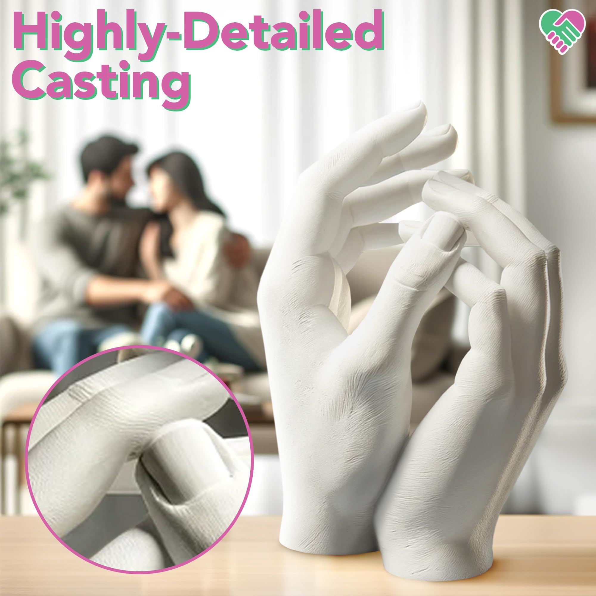 Luna Bean Hand Casting Kit Couples - Plaster Hand Mold Casting Kit, Unique Valentines Gift Ideas for Boyfriend Girlfriend, Gift for Her, Gifts for Him, Anniversary Husband Wife Date Night Activities