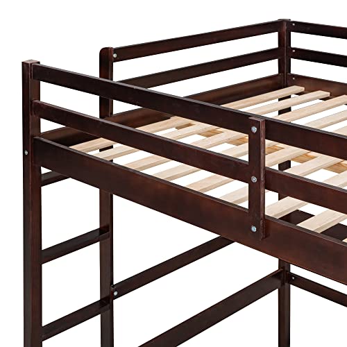 RORIGAT Full Size Loft Bed with Desk and Writing Board, Wooden Loft Bed Frame with Desk & 2 Drawers Cabinet for Kids Teens Adult, Espresso
