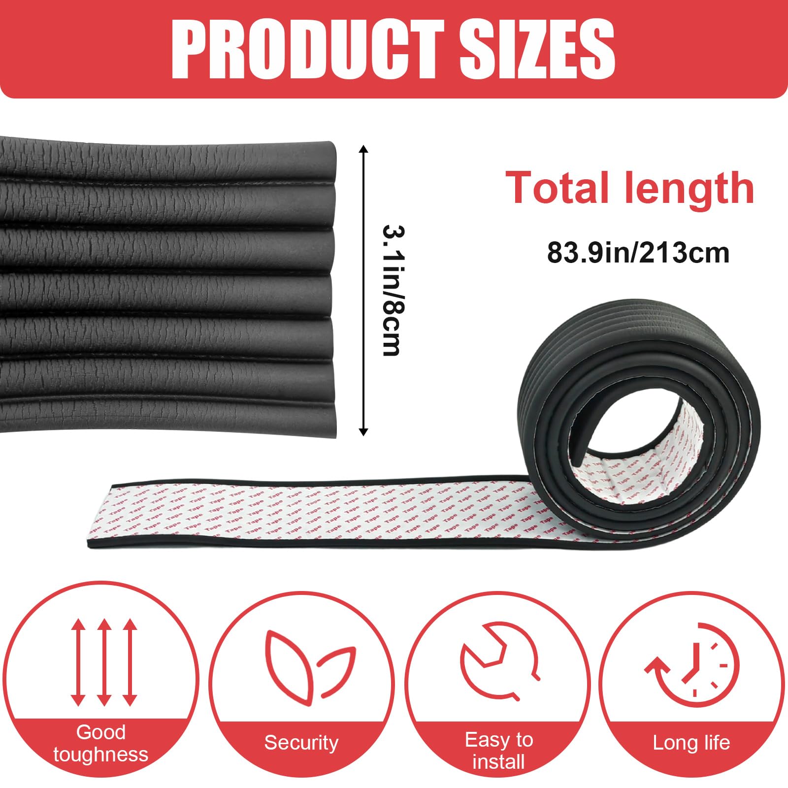 FMOACEN 6.6 FT Black Bunk Bed Ladder Pads PVC Soft Corner Protectors with Strong Adhesive, Stair Steps Cover for Foot Comfort