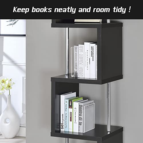 Happyhapi Book Ends Acrylic Bookends for Shelves, Clear Book Holder Stand, Non-Skid Decorative Bookend, Study Book Organizer for Home Library Office, 5 x 5 x 7.3 in (1 Pair/ 2 Pcs, Large)