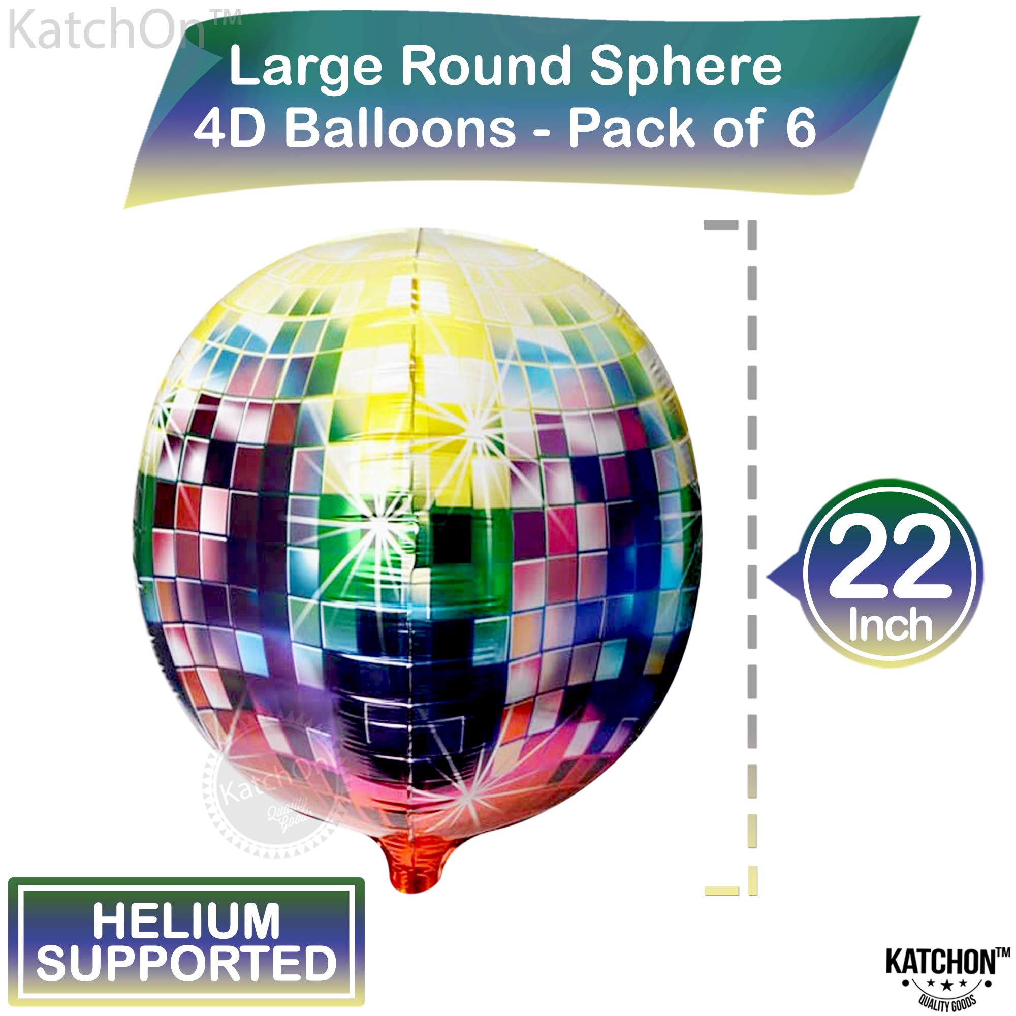 KatchOn, Jumbo Disco Ball Balloons - 22 Inch, Pack of 6 | 70s Party Decorations | Disco Party Decorations, 70s Decorations for Party | 80's party decorations | Disco Balloons, 90s party decorations