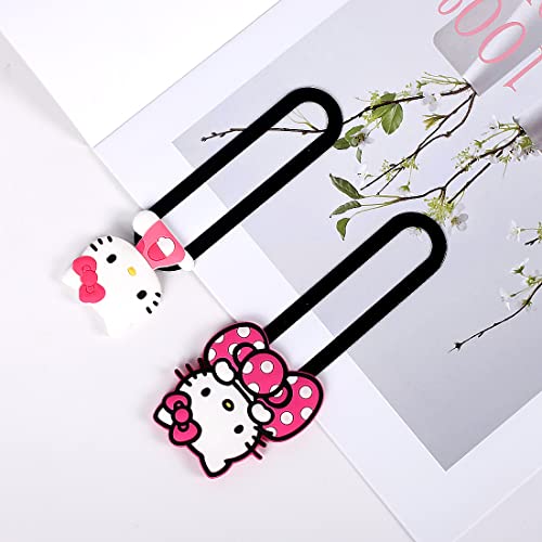 XBY 2 Pack Cat Bookmarks for Kids 3D Non-Slip Bookmark and Page Holder Unique Gift Idea Anime PVC Book Marker Reading Accessories 100th Day of School Gift,Girls,Book Lovers,Students
